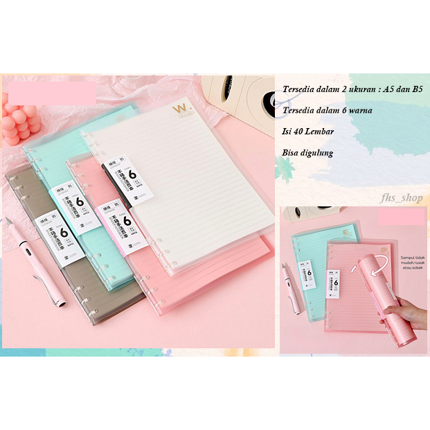 Jual Binder Transparan 6 Ring Binder Aesthetic Binder B5 Binder A5 Soft ...