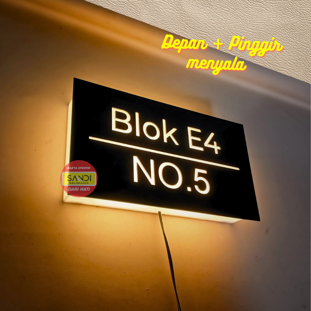 Jual Nomor Rumah Aesthetic LED Bahan Akrilik Mewah Custom Nomer Rumah ...