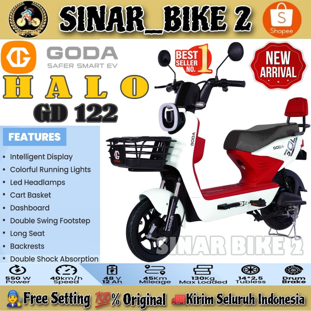 Jual Sepeda Listrik GODA GD 122 HALO 550 Watt Electric E Bike | Shopee ...