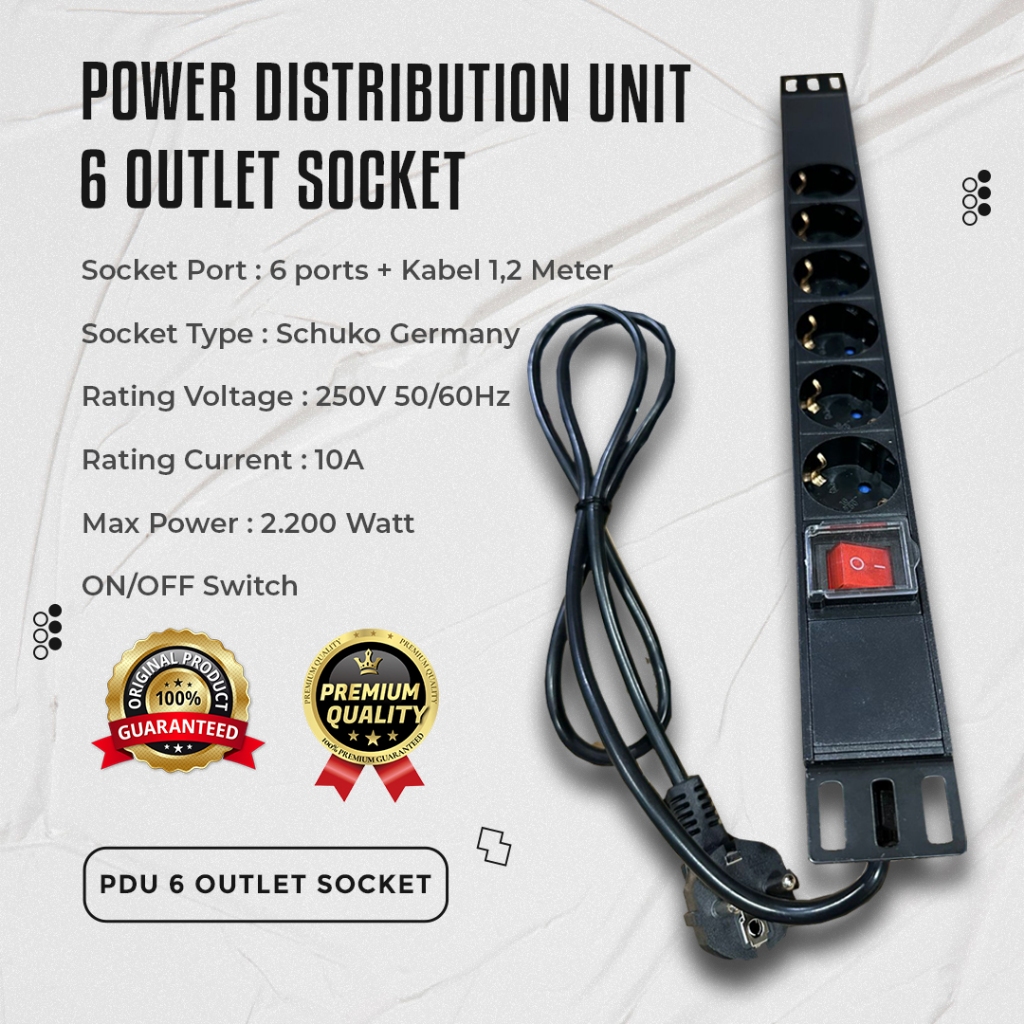 Jual Power Distribution Unit PDU 6 OUTLET with on/off switch 10 Ampere ...