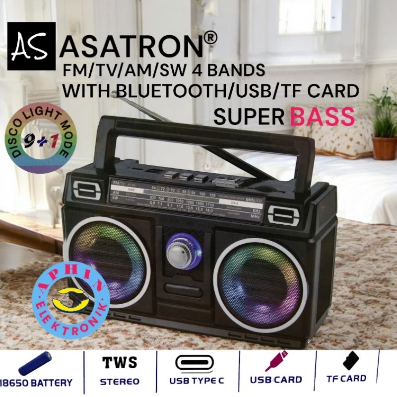 Jual Radio ASATRON R-1119USB Radio FM AM SW TV Radio 4 Band Radio ...