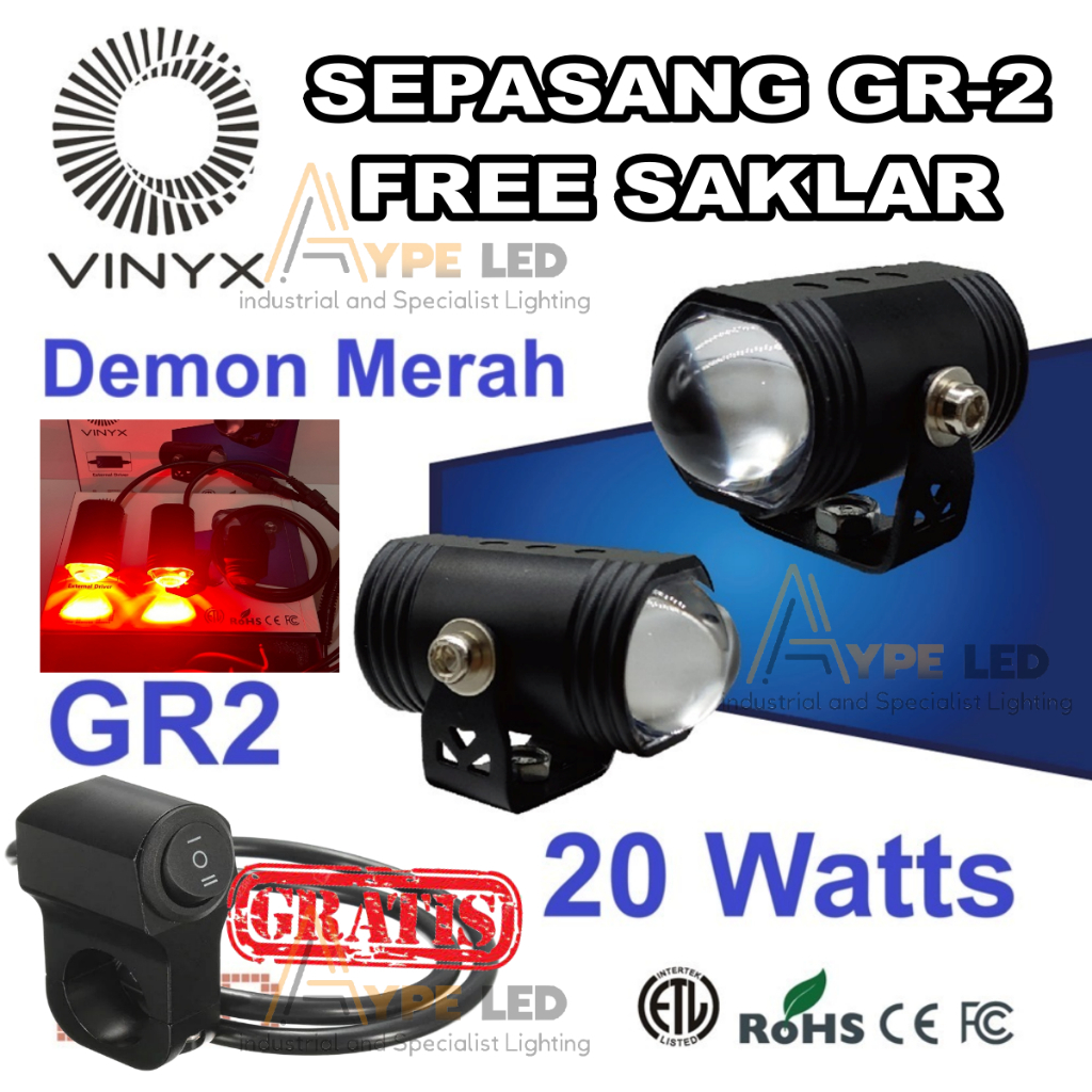 Jual LAMPU TEMBAK VINYX GR2 D2 MINI SOROT PLUS DEVIL EYES LED LASER GUN ...