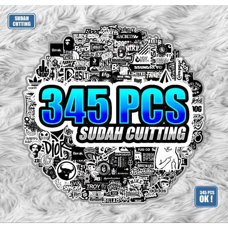 Jual Stiker brand series hitam putih isi 345pcs stiker aesthetic stiker ...