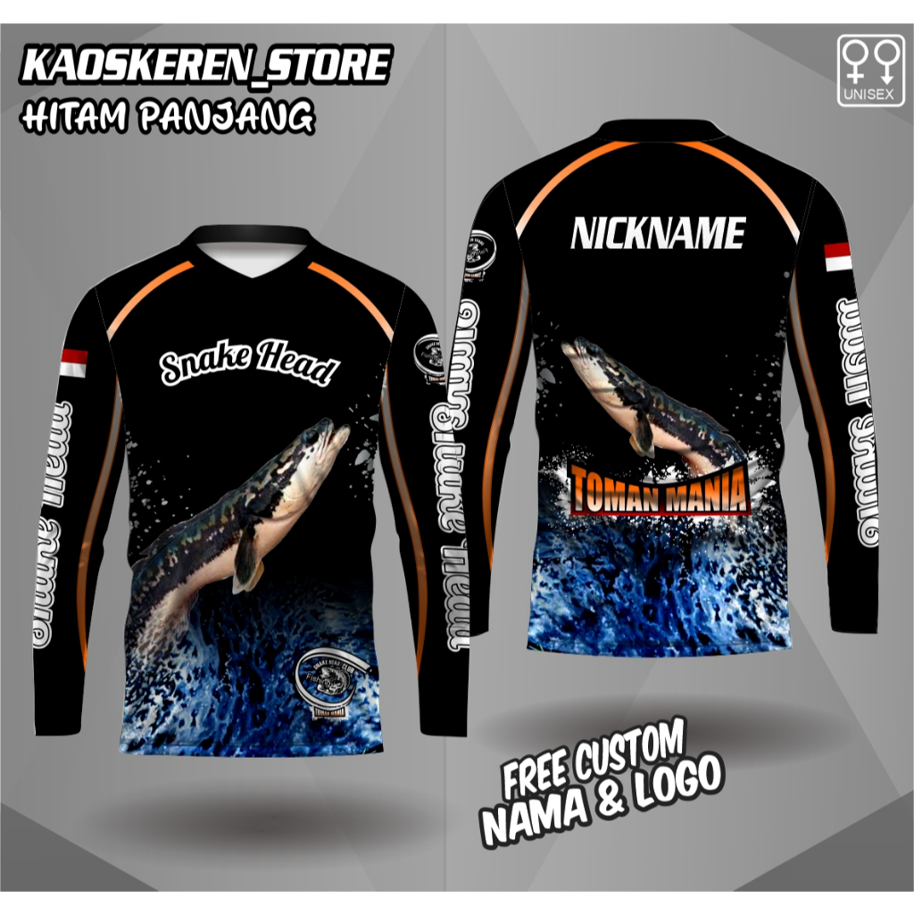 Jual jersey mancing mania baju mancing toman mania toman fishing unisex ...
