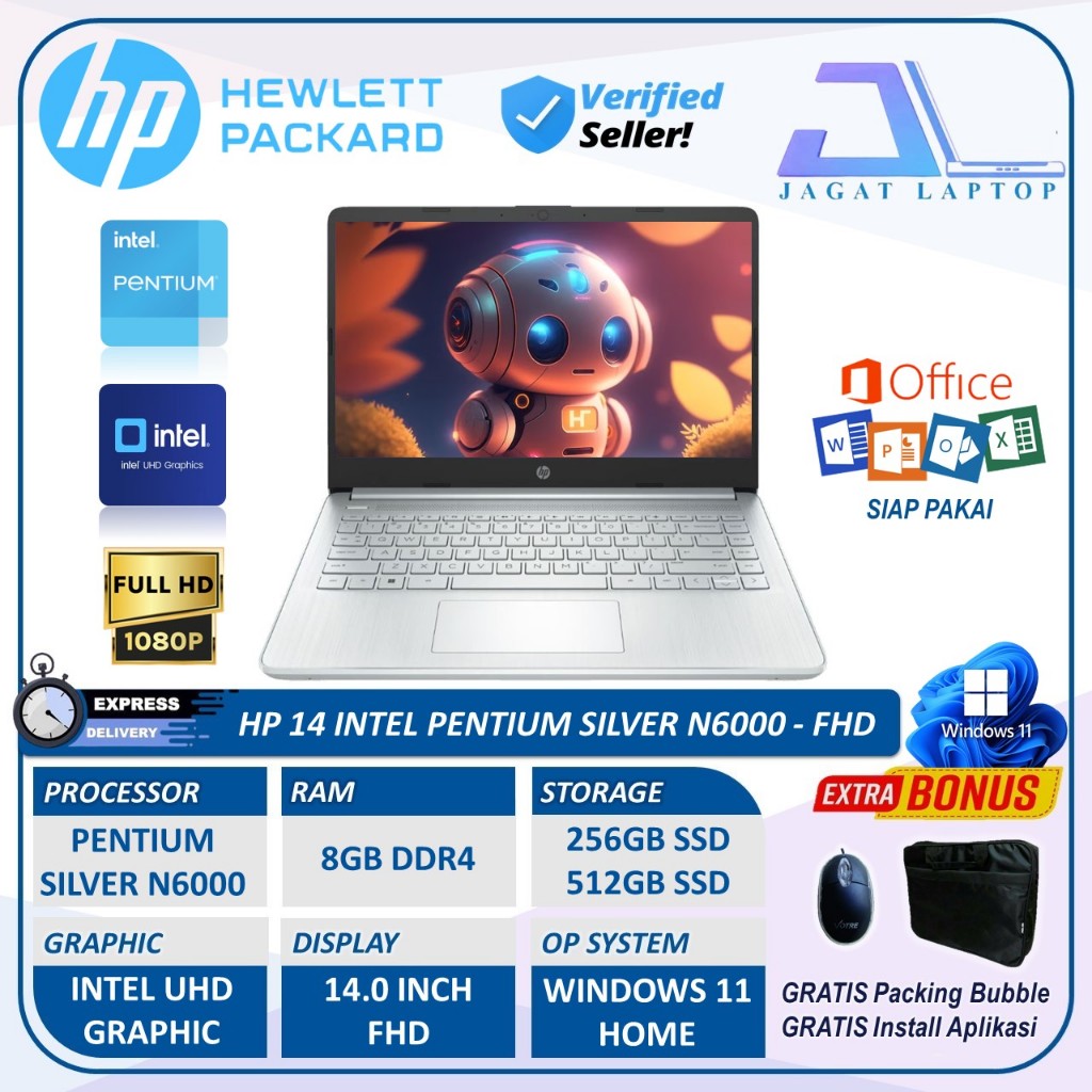 Jual Laptop Hp 14 Intel Pentium Silver N6000 8gb 512gb 14.0 Inch FHD ...