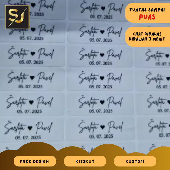 Jual Cetak Sticker Nama Transparan Label Nama Stiker Pernikahan Murah ...