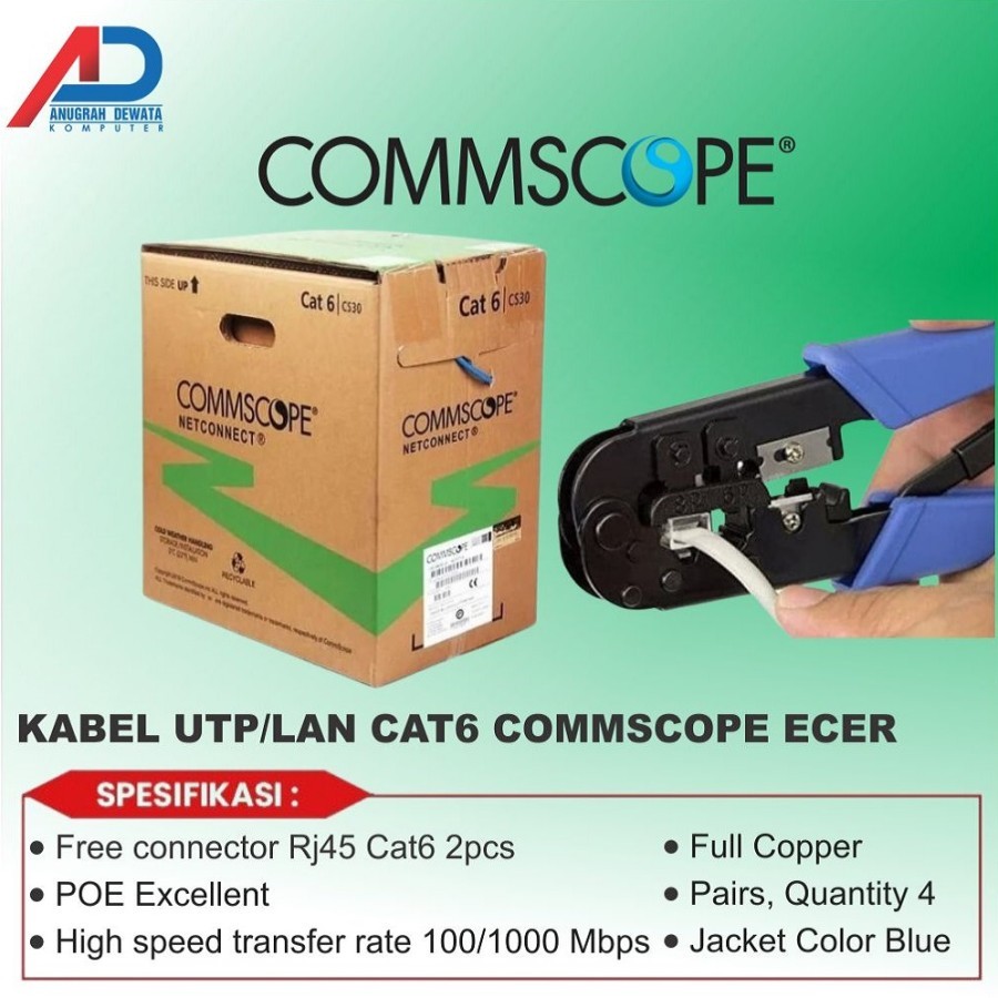 Jual KABEL LAN/UTP CAT6 COMMSCOPE ECER SUDAH CRIMPING | Shopee Indonesia