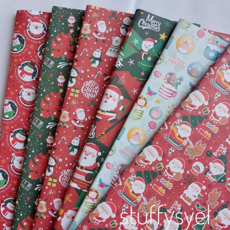 Jual Kertas Kado Natal Christmas Gift Wrap Sansan Wawa | Shopee Indonesia