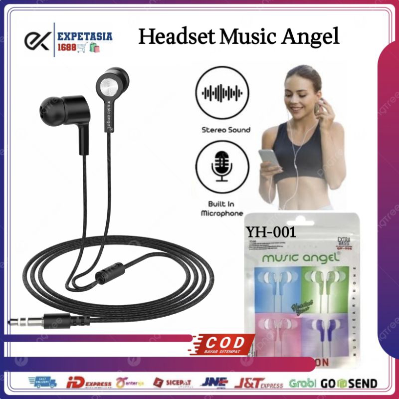 Jual Headset Music Angel / Handsfre MP3 Jack 3.5mm Super Extra Bass ...