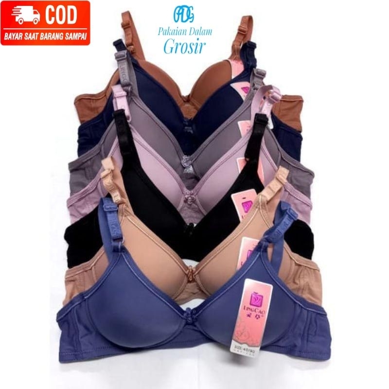 Jual [ 6 PCS ] BRA LINGCAO ASLI ORIGINAL Tanpa Kawat Cup A Katun Lembut Kait 2 LINGCAO | BH ...