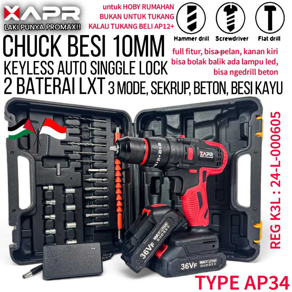 Jual LIVE Bor cordless NEW APR JAPAN AP34M impact drill mesin bor ...