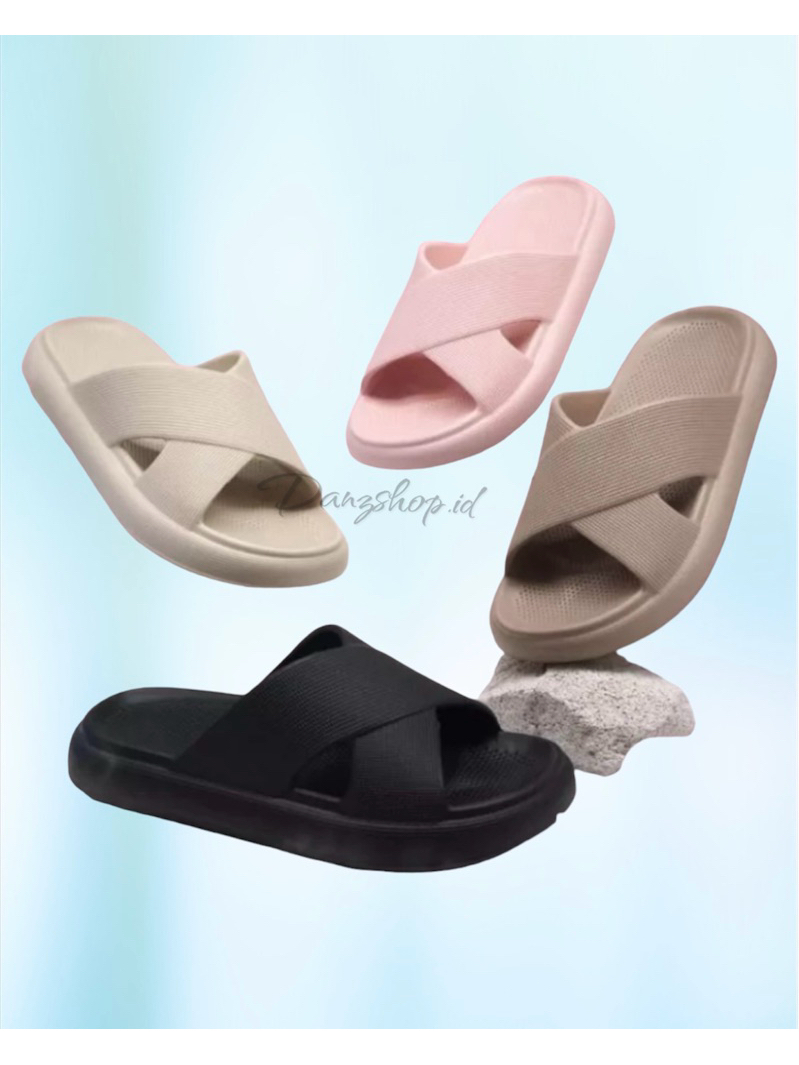Jual Sendal Slop Wanita Model Silang Karet Eva Empuk Dan Nyaman ...