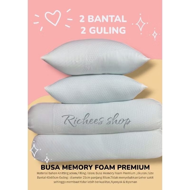 Jual PAKET 2 Bantal & 2 Guling Busa Memory Foam Premium | Shopee Indonesia