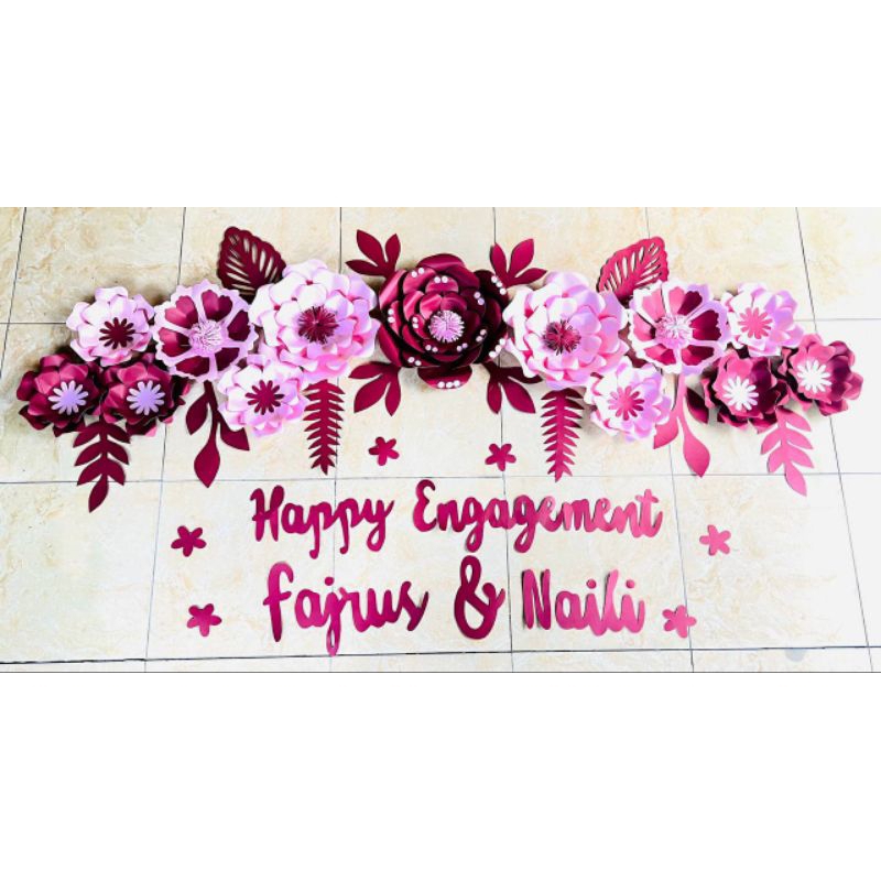 Jual ready Paper flower dekorasi bunga kertas backdrop lamaran dekorasi ...