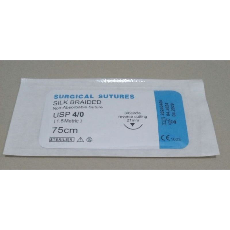 Jual Surgical Suture Silk Braided Non Absorbable Suture USP 4/0(1,5Metric) 75cm | Shopee Indonesia