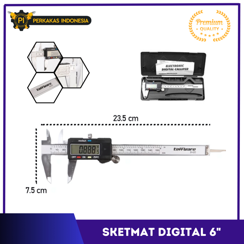 Jual Penggaris Digital Sketmat 6 Inch 150mm Alat Ukur Besi Meteran Digital Garisan Sigmat Jangka ...