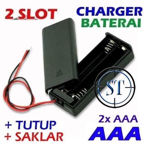 Jual 2x AAA Battery Holder A3 Baterai Case Batere Box Kotak Rumah 2 ...