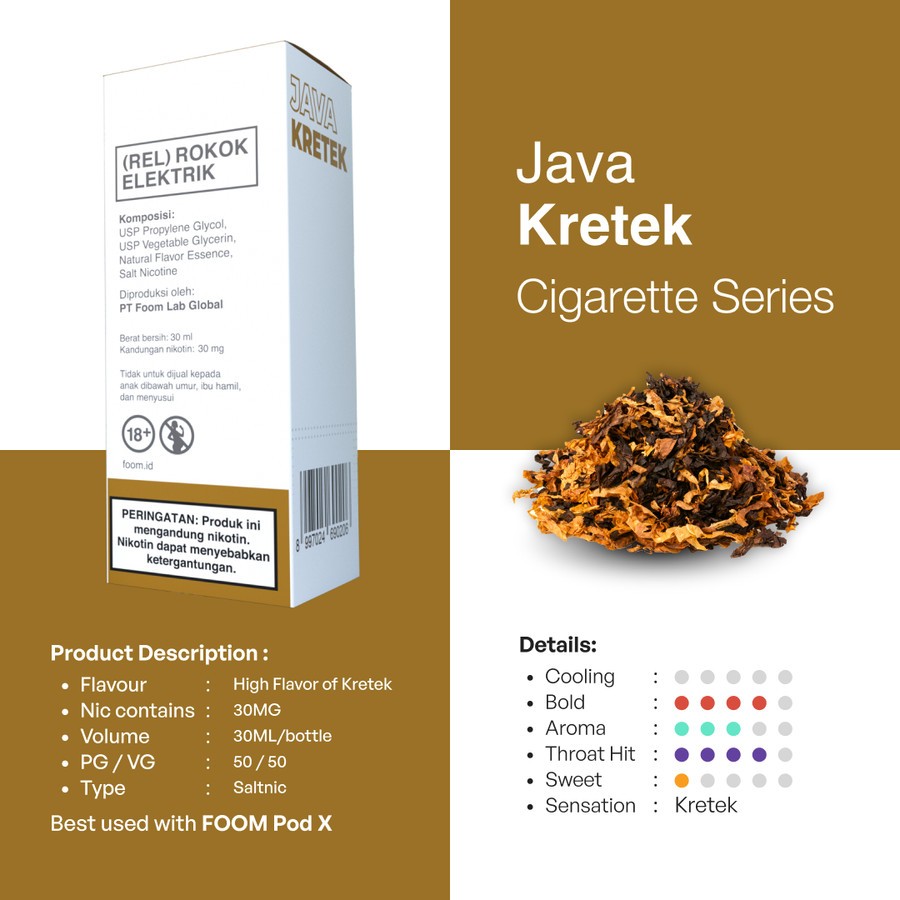 Jual Liquid Foom Java Kretek Salt Nic Cigarette Series 30MG - 30ML ...