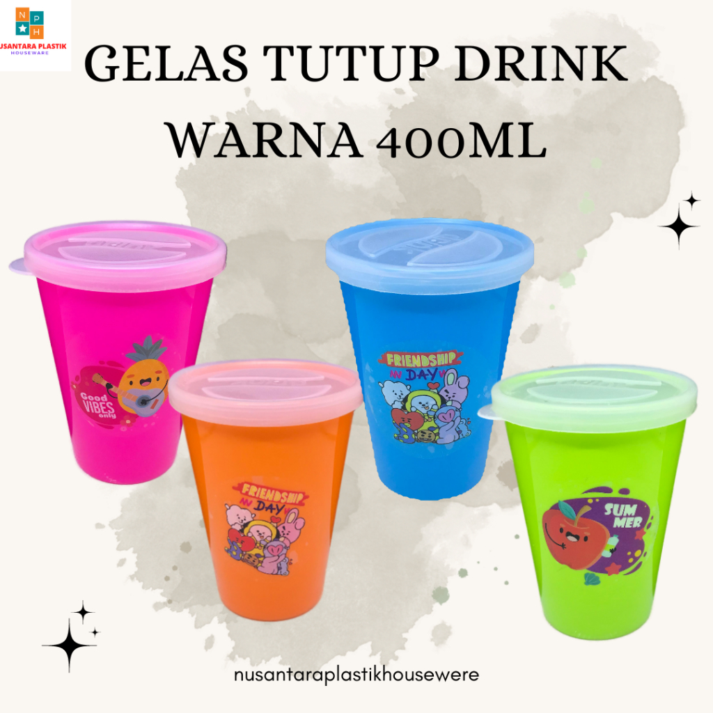 Jual Gelas Tutup Drink Warna 400 ml | Souvenir Ultah acara lainnya ...