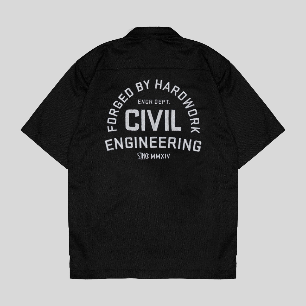 Jual Engineer Workwear - Backfill/ Boxy Workshirt Black Civil Engr Dept ...