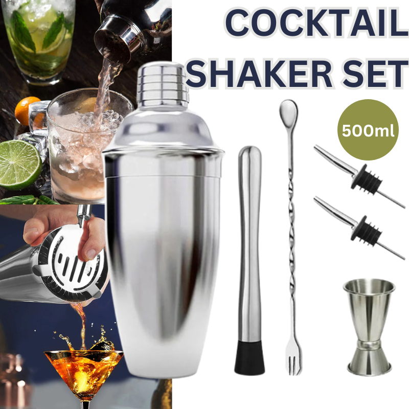 Jual 6 in1 Botol Shaker Cocktail Set 550ml Bartender Bar Stainless ...