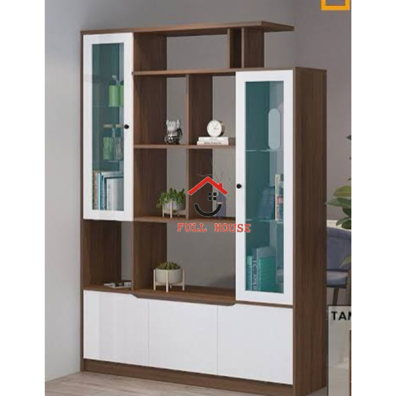 Jual penyekat ruangan room divider japandi style white brown dengan ...