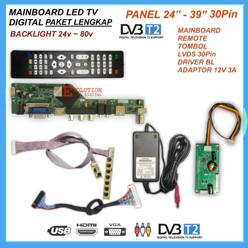 Jual Mainboard LED TV Universal Paket lengkap panel 24" - 39" / Mesin ...