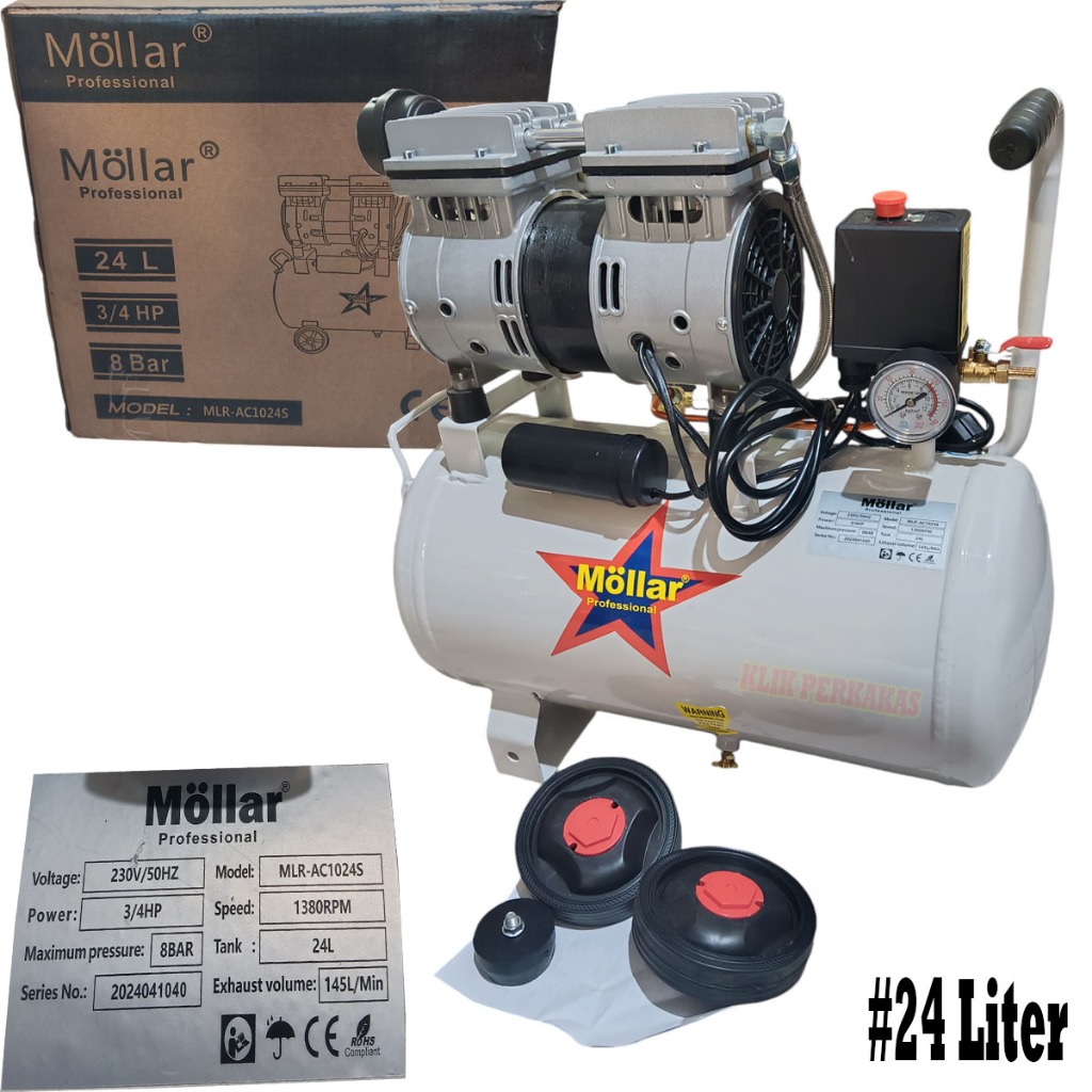 Jual MESIN KOMPRESOR LISTRIK 3/4 HP MOLLAR 24 LITER - KOMPRESOR LISTRIK ...