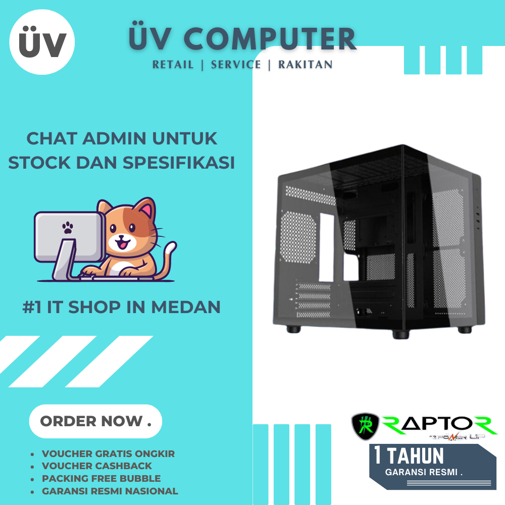 Jual Casing PC Komputer Gaming 3PowerUp PowerUp Raptor Glass Flow Q ...