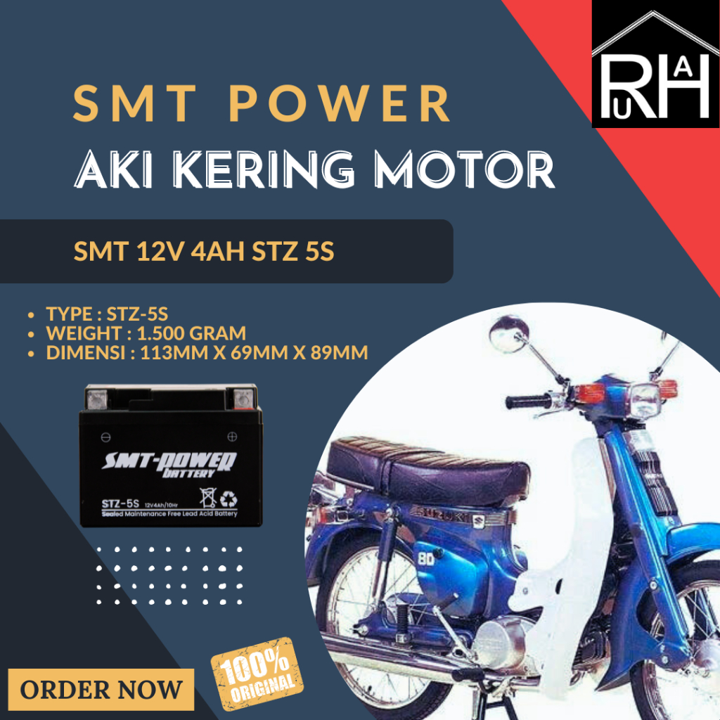 Jual Baterai Motor SMTPower STZ 5S STZ4L-BS 12V 4AH 10hr. Aki Battery ...