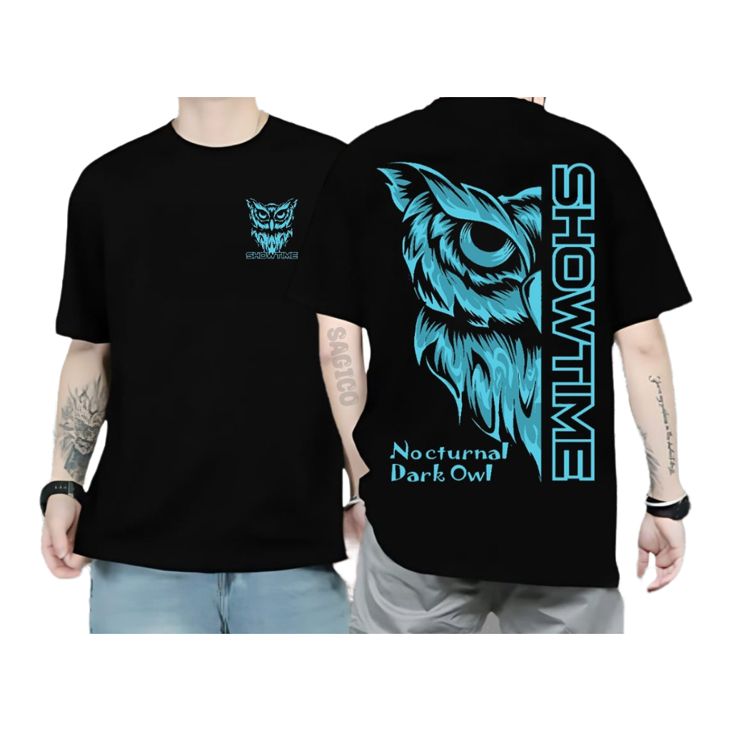 Jual Kaos Premium Pria Tshirt Distro Motif OWL SHOWTIME SETENGAH HITAM ...