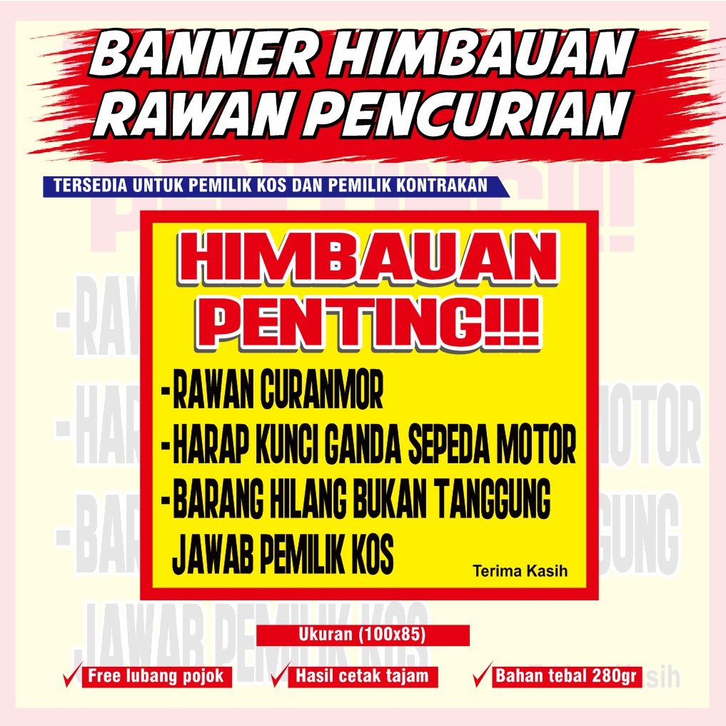 Jual Banner himbauan rawan pencurian - banner himbauan | Shopee Indonesia