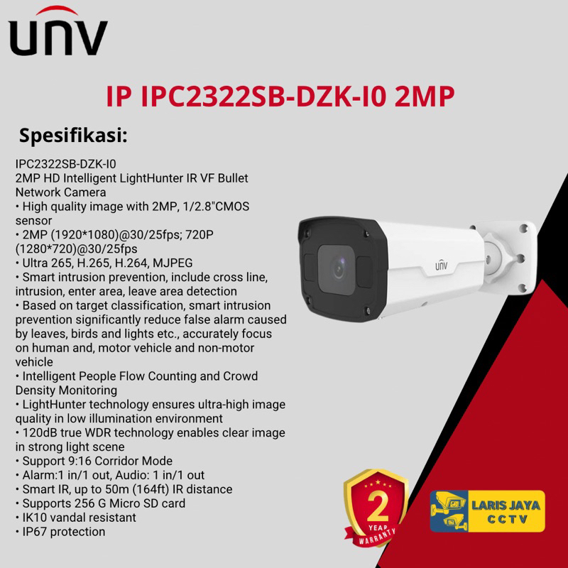 Jual IP CAM CCTV UNV UNIVIEW IPC3232SB-ADZK-I0 Dome Indoor 2MP ...