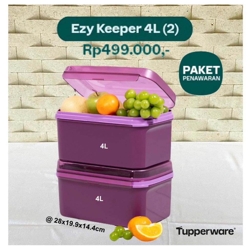 Jual Tupperware Ezy Keeper 4.3L Purple Ungu Kotak Toples Makanan Kue ...