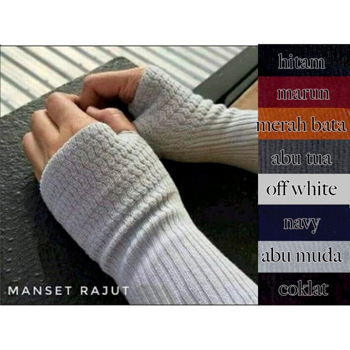 Jual Handsock rajut terbaru/ manset tangan 45 cm rajut polos lubang ...