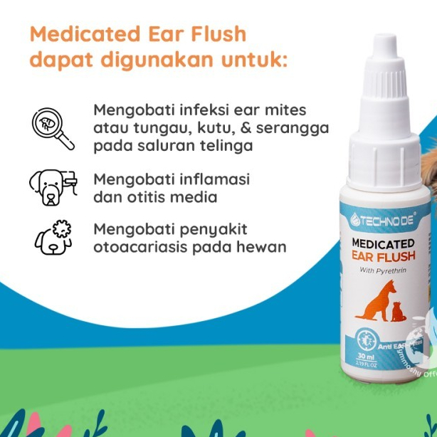 Jual Techno De Medicated Ear Flush Anti Tungau Telinga Ear Mites 30ml ...
