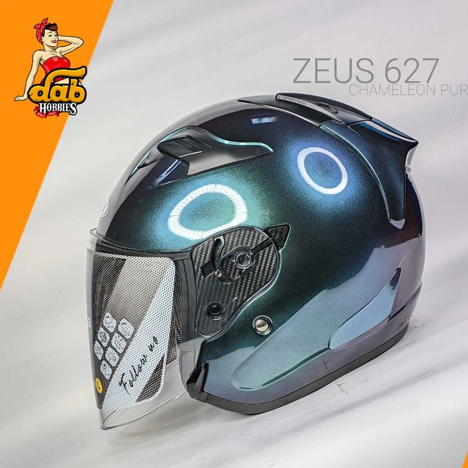 Jual Helm Zeus 627 Chamaleon Purple Polos Single Visor | Shopee Indonesia