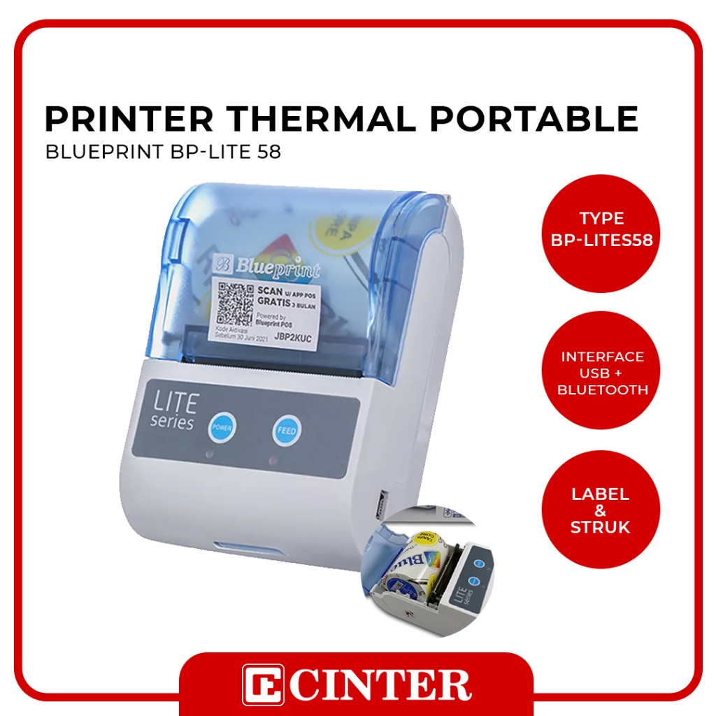 Jual BLUEPRINT - PRINTER THERMAL PORTABLE / PRINTER KASIR BP-LITE 58 ...