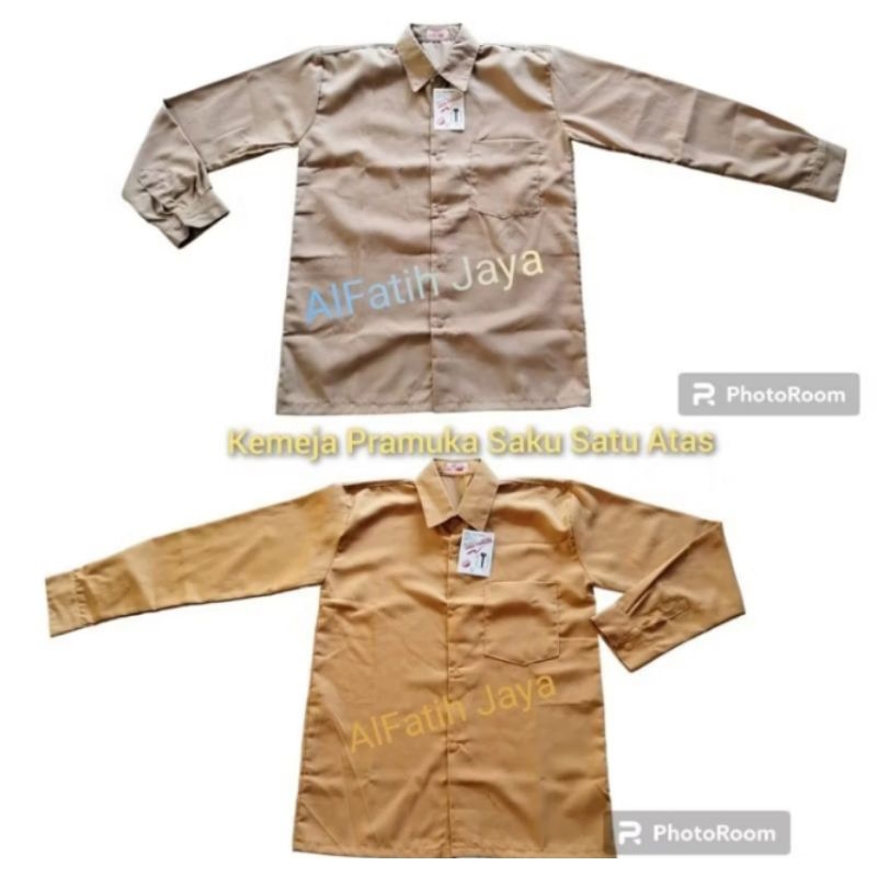 Jual baju seragam sekolah Pramuka lengan panjang saku satu warna coklat ...