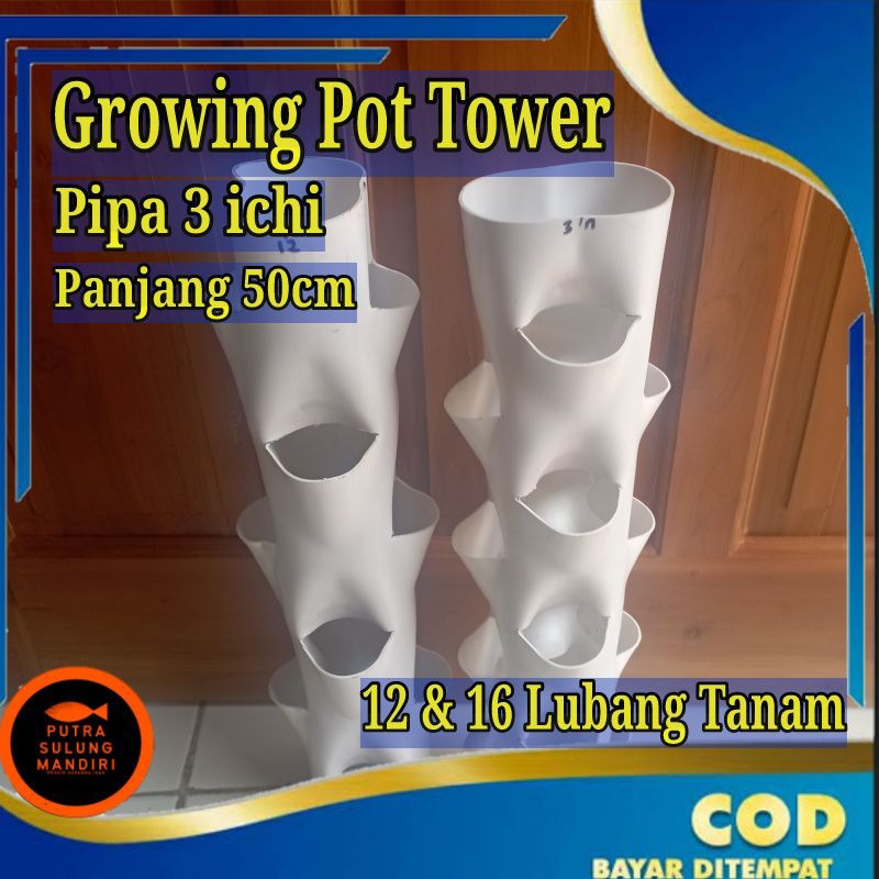 Jual Pot tower Growing media tanam hidrophonik vertikal pipa 3 inchi ...