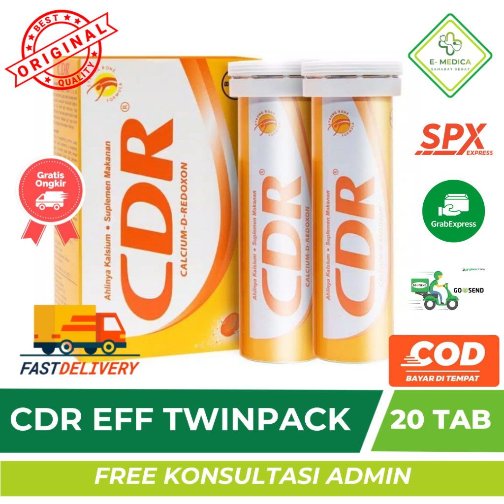 Jual ⚡FAST⚡CDR Effervescent Twinpack isi 20 Tablet - Kalsium Tulang ...