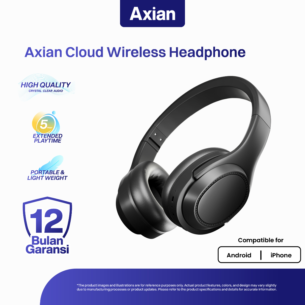 Jual Axian Cloud AH01 Headphone Bluetooth Wireless Headset Earphone ...