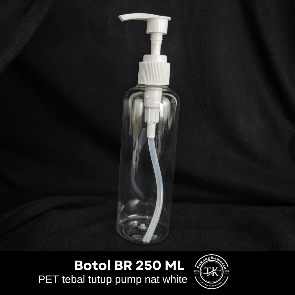 Jual Botol plastik BR 250 ML tutup pump nat white | Shopee Indonesia