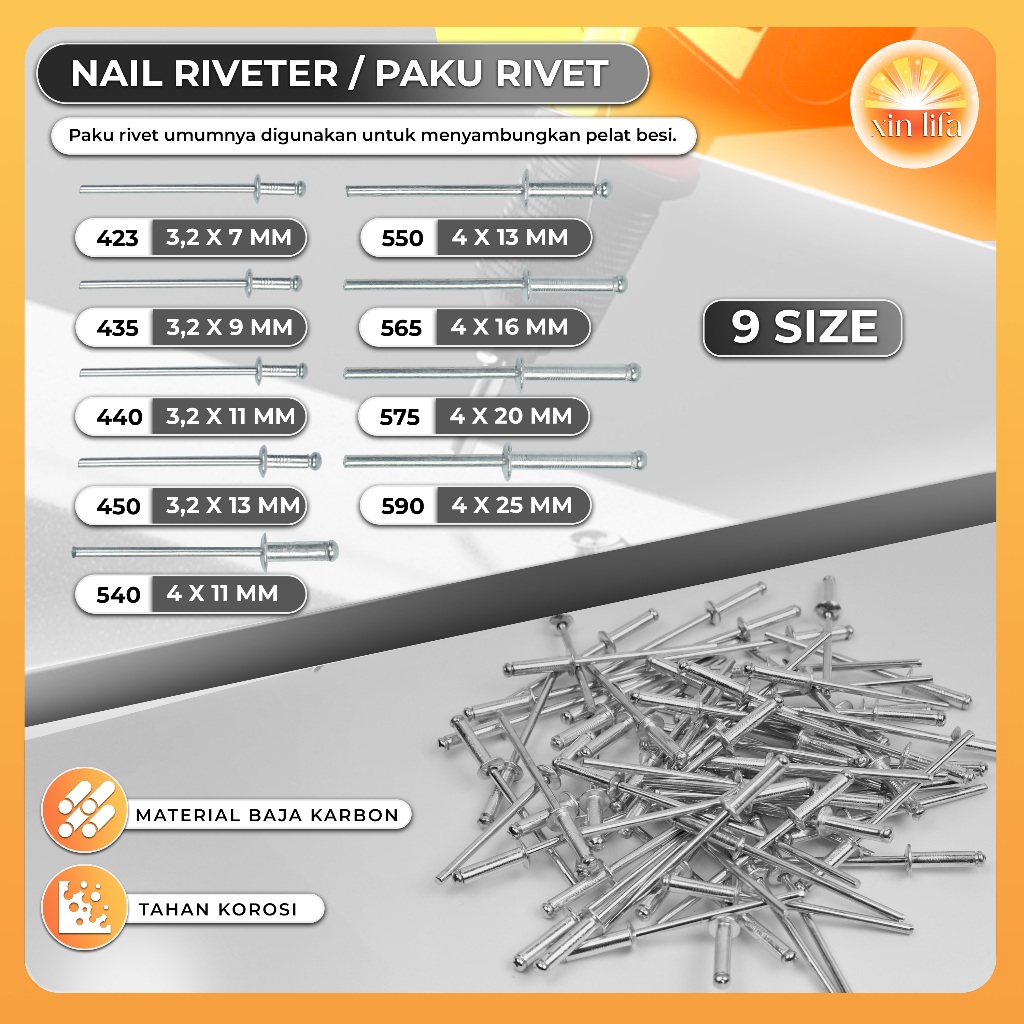 Jual Paku Rivet 423 429 Paku Rivet 435 Paku Rivet 440 450 Rivetti ...