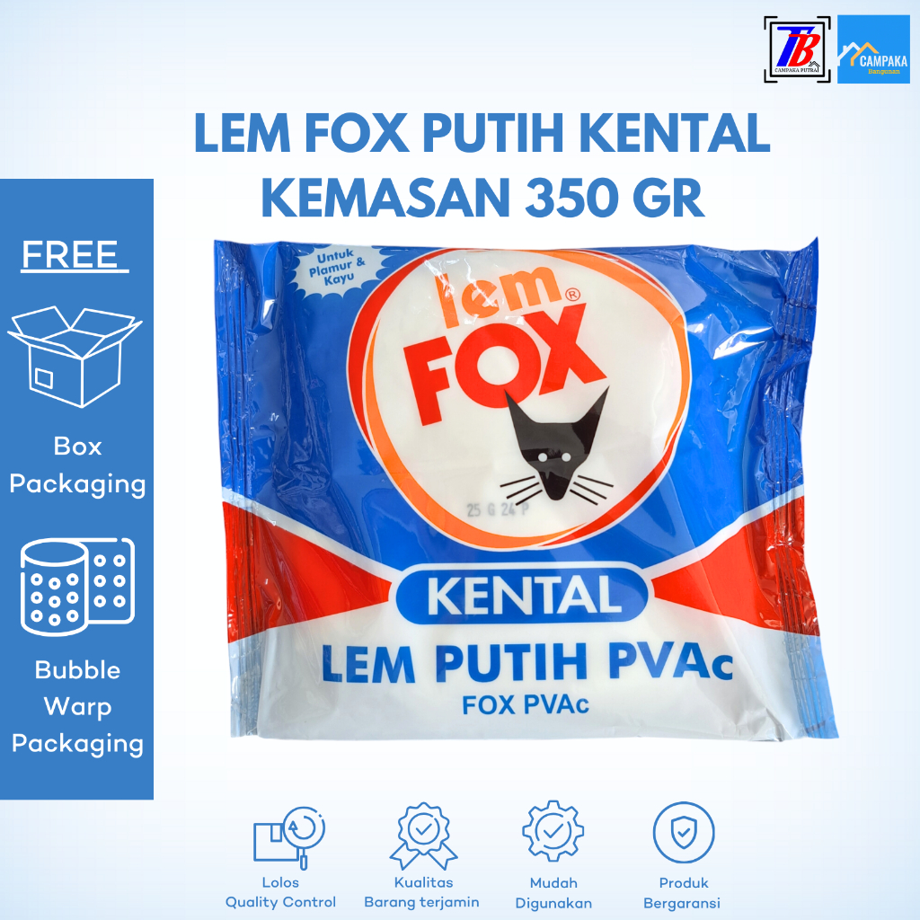 Jual Lem Fox Putih Kental PVAc Biru kemasan 350gr | Shopee Indonesia