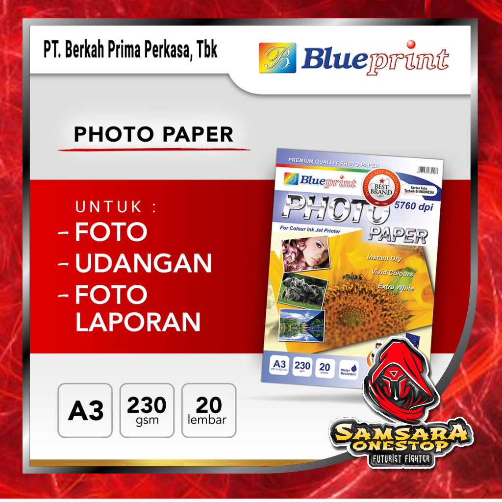 Jual KERTAS FOTO A3 GLOSSY 230 GSM / KERTAS BLUEPRINT A3 | Shopee Indonesia