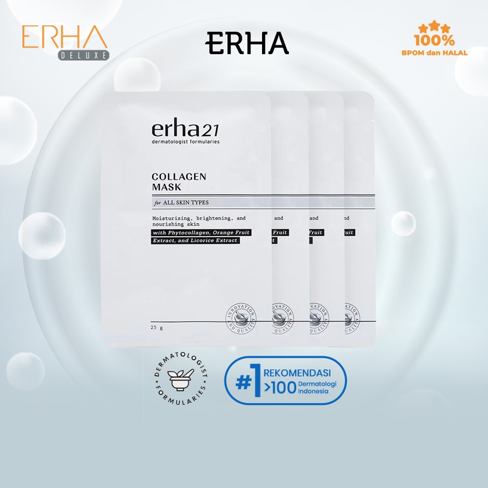 Jual ERHA Masker Wajah Kolagen Collagen Mask 4 Pcs - Anti Aging ...