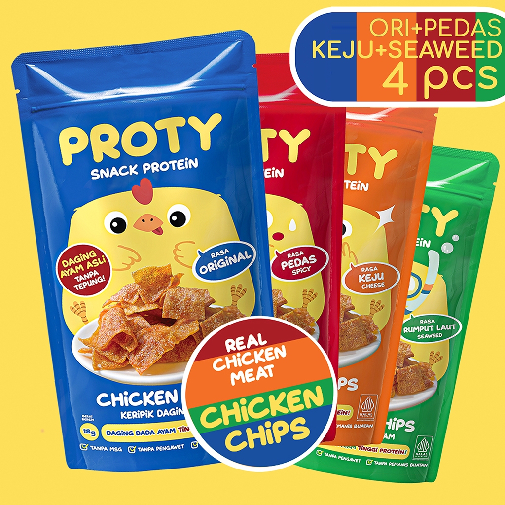 Jual PROTY Chicken Chips (Pedas+Original) - Keripik Daging Ayam Krispi ...