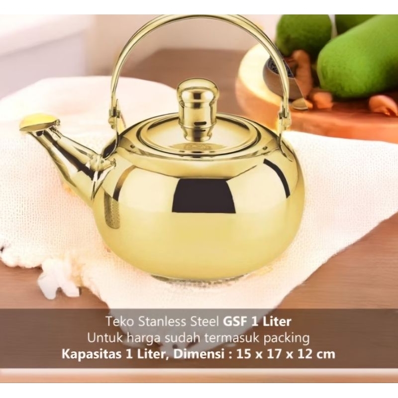 Jual Teko Emas Stainless + Saringan Untuk Air Zamzam Teh 1L | Shopee ...