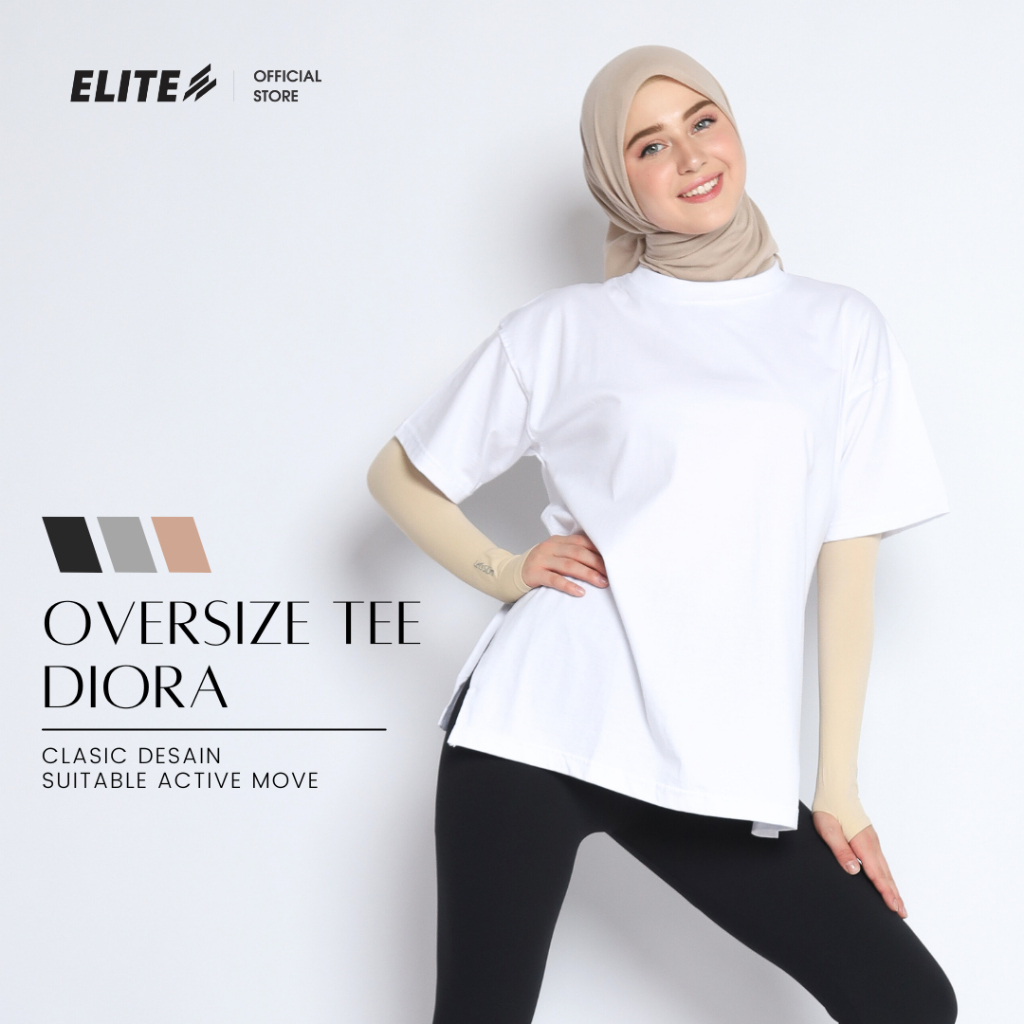 Jual ELITE - Oversize T-Shirt with Slit Premium Cotton DIORA | Kaos Oversize Wanita | Cotton 24s ...